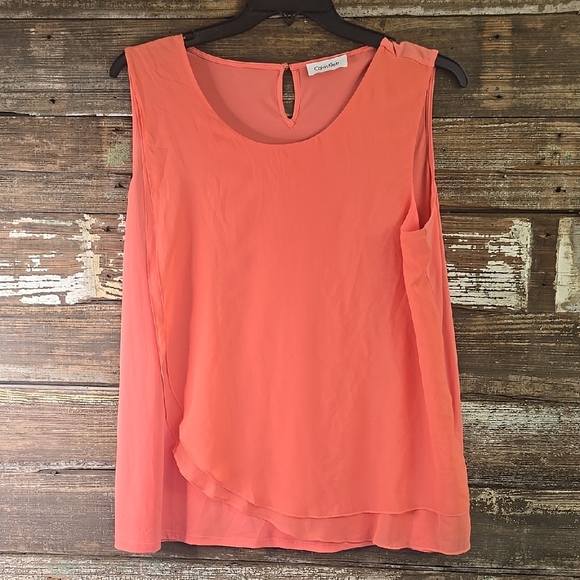 Calvin Klein | Tops | Calvin Klein Womens Coral Sleeveless Top Size 2x ...